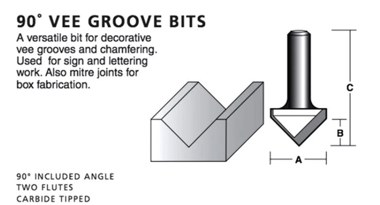 90 Degree Vee Groove Cutter | Router Bits Direct
